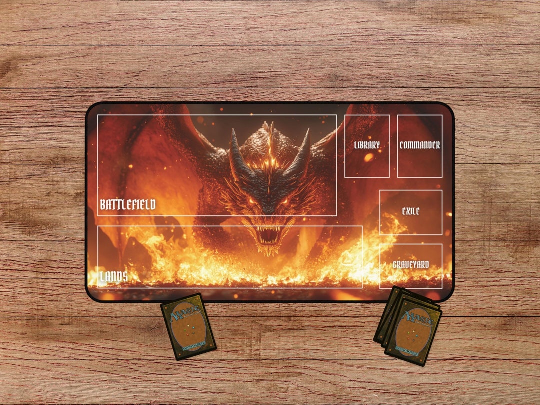Fire Dragon Playmat, MTG Platmat With Zones, Fantasy Playmat for Magic ...
