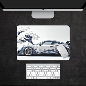 The Wave Racing Car Desk Mat, Ocean Wave Car Desk Mat, the Wave Car ...