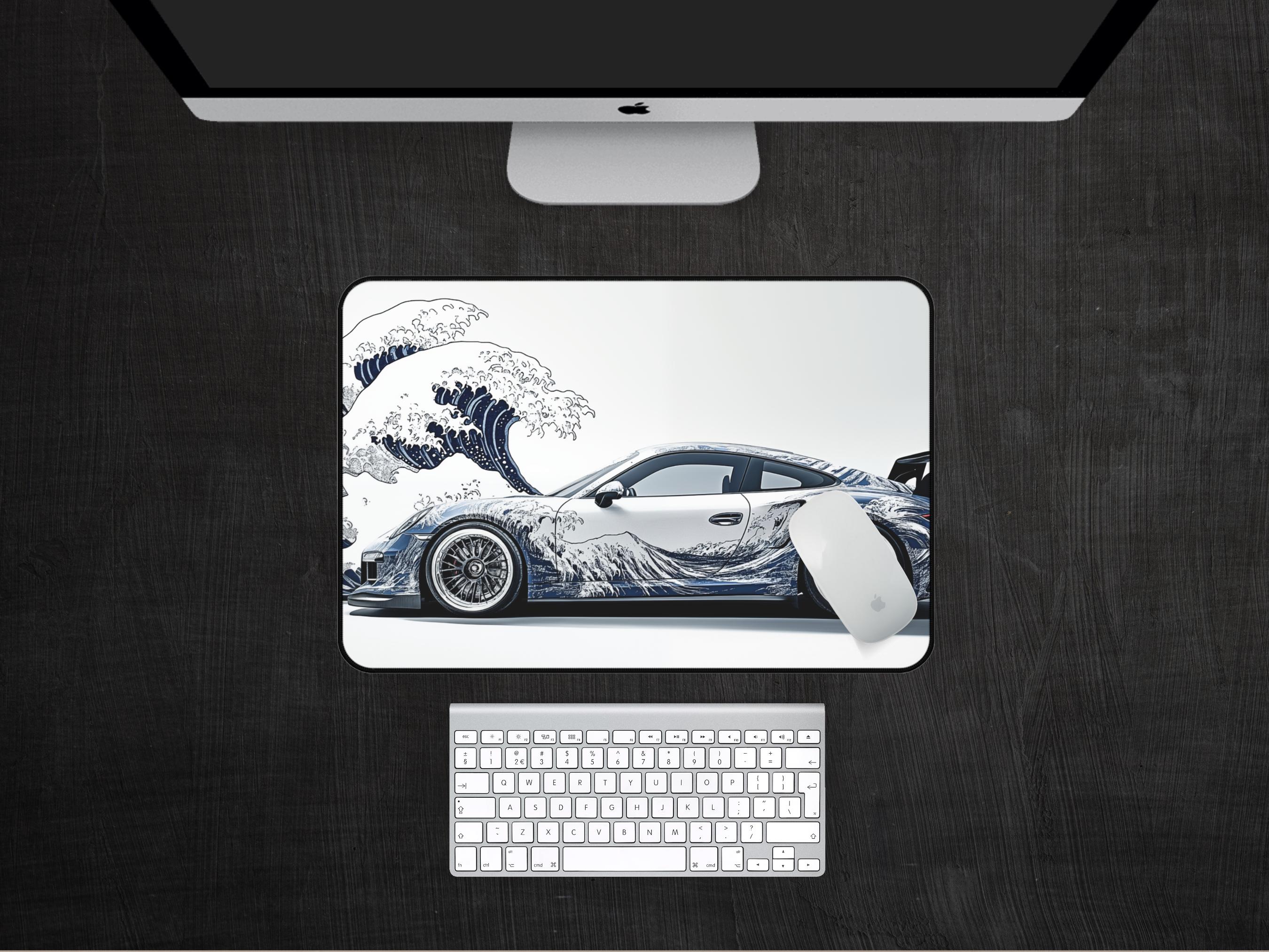 The Wave Racing Car Desk Mat, Ocean Wave Car Desk Mat, the Wave Car ...