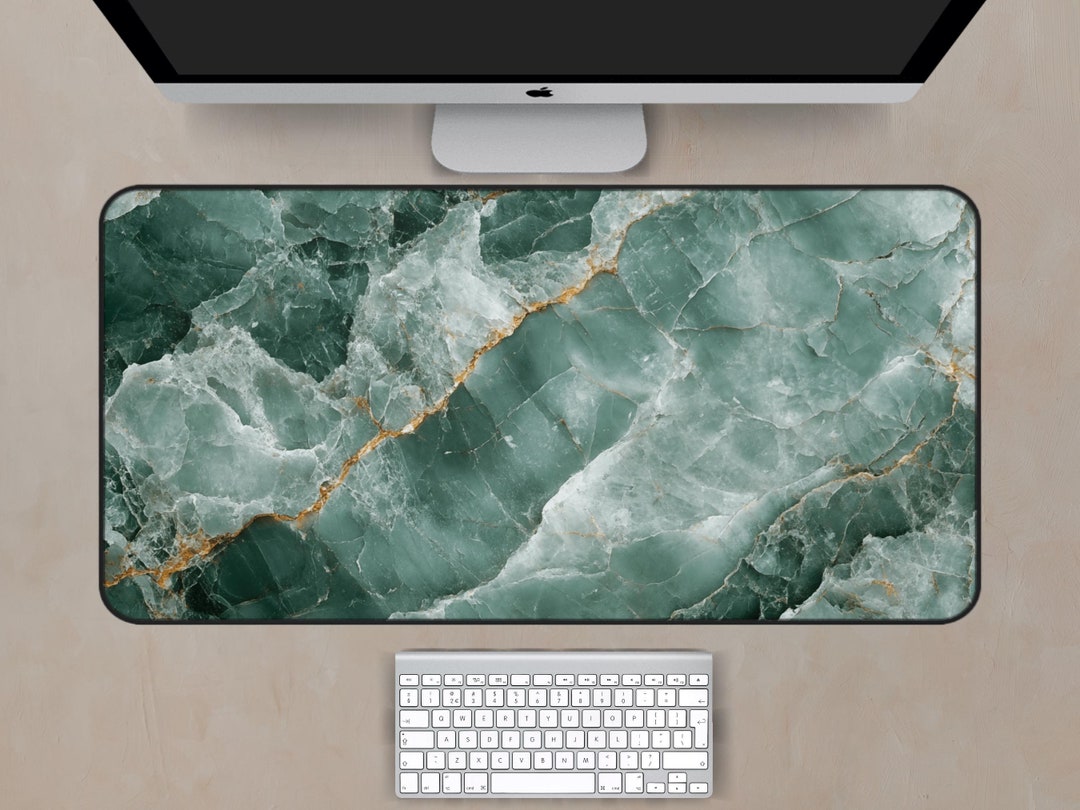 Green Marble Desk Mat, Sage Green Desk Mat, Aesthetic Marble Desk Mat ...