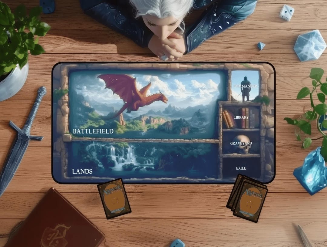 Fantasy Playmat, MTG Playmat With Zones, Magic the Gathering Playmat ...