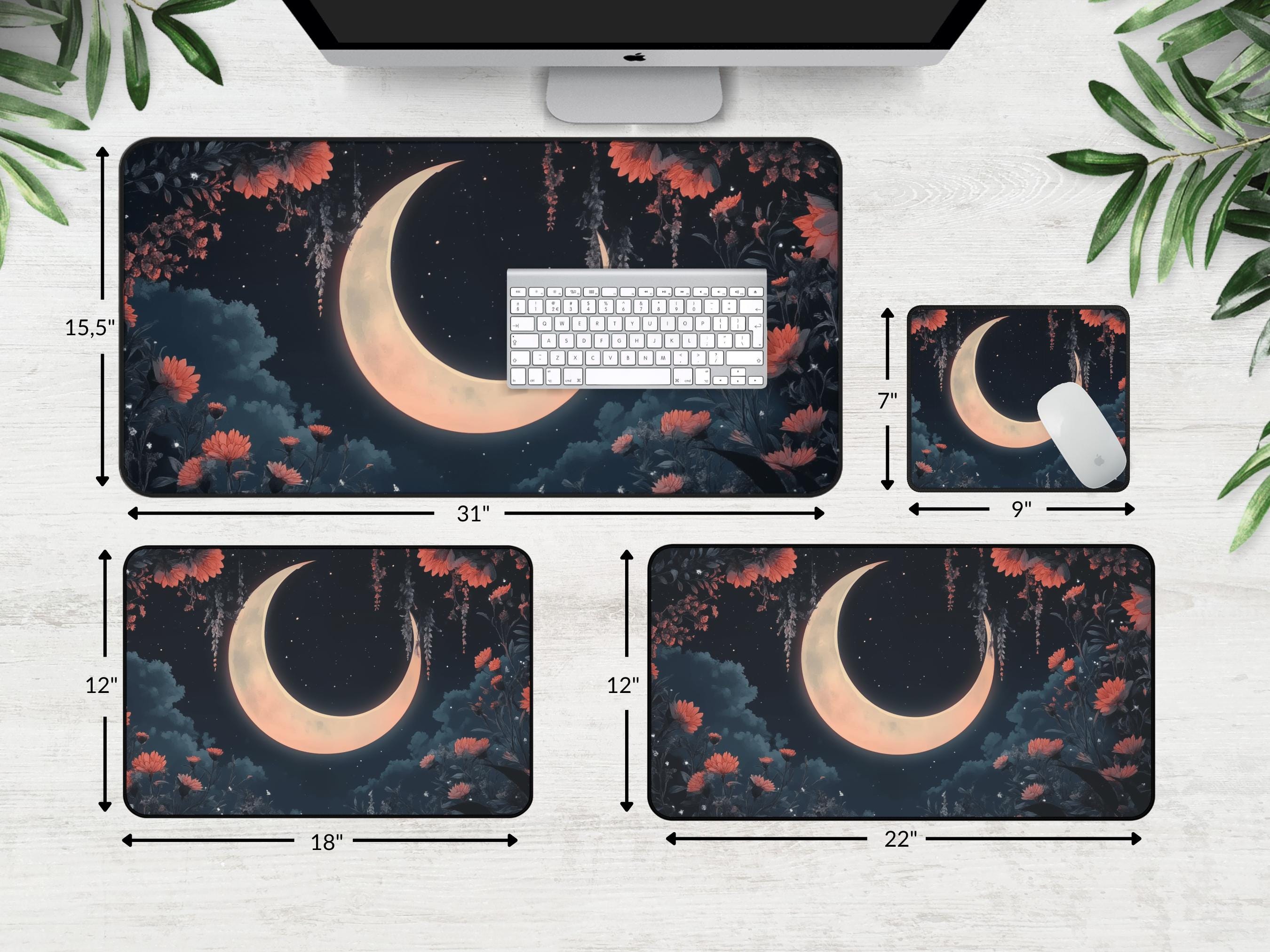 Dark Academia Cottagecore Desk Mat, Witchy Celestial Moon Phases Desk ...
