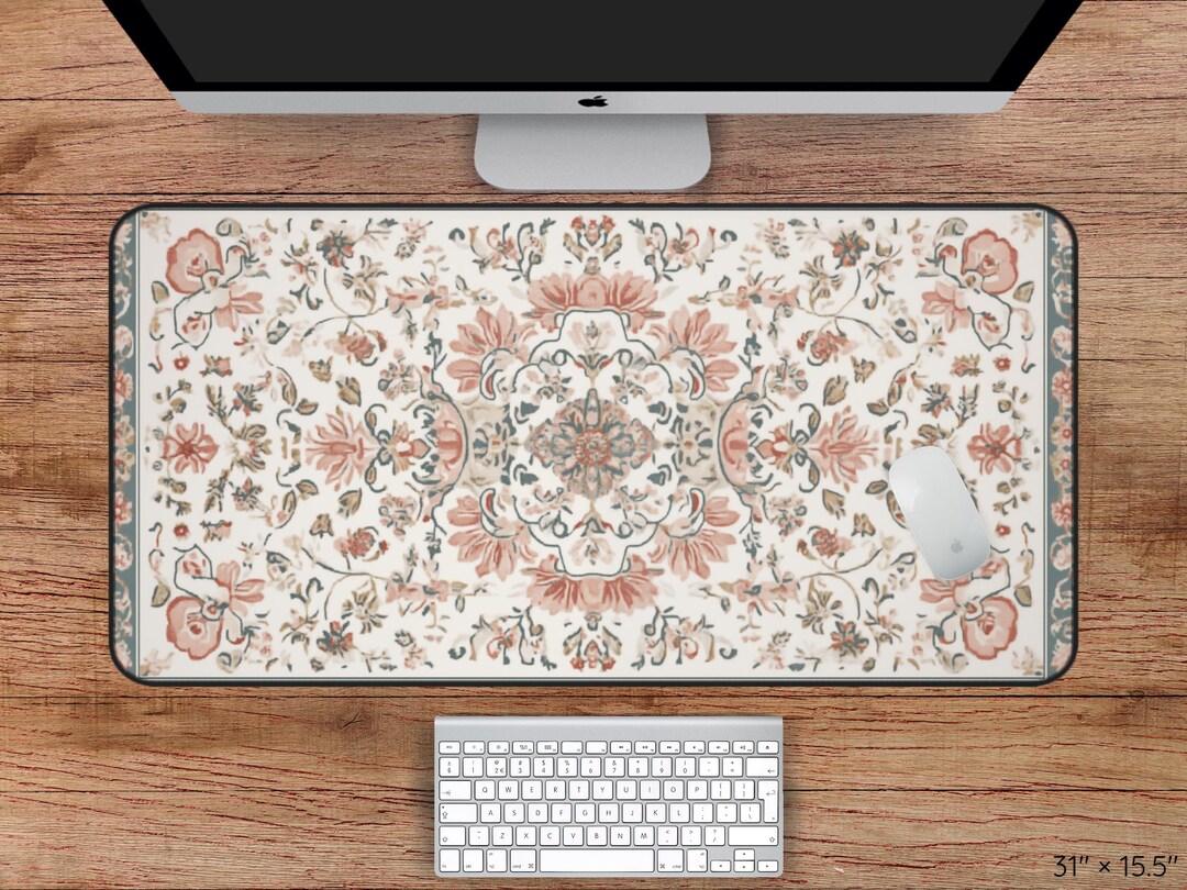 Cute Persian Rug Desk Mat and Mousepad, Pastel Rug Desk Mat, Persian ...