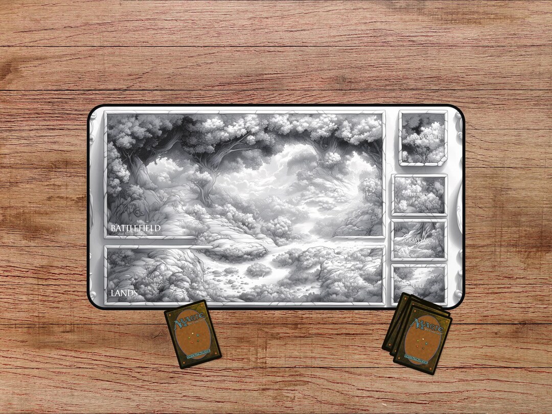 Black and White Forest Playmat, Fantasy Forest Playmat, MTG Playmat ...