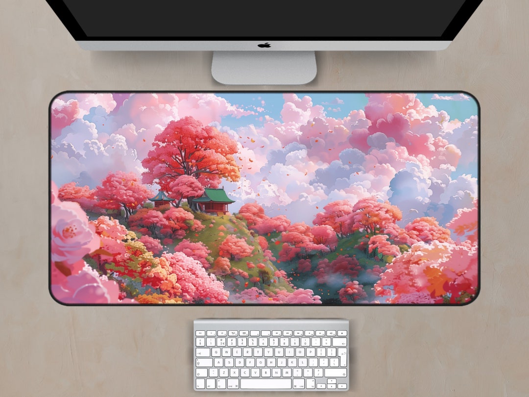 Sakura Desk Mat, Cherry Blossom Desk Mat, Large Japanese Cherry Blossom ...