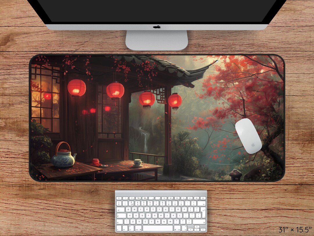 Sakura Forest Desk Mat, Japanese Desk Mat for Gaming and Aesthetic ...