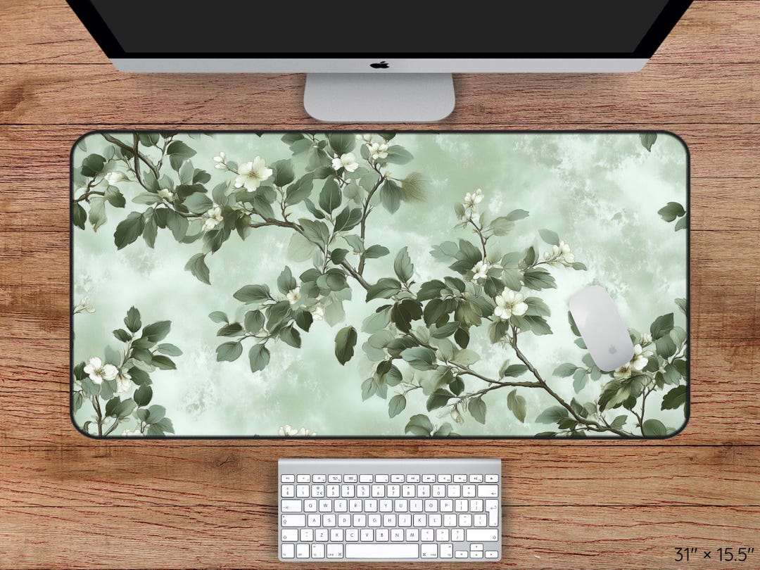 Sage Green Desk Mat, Green Floral Desk Mat, Sage Green Mouse Pad ...