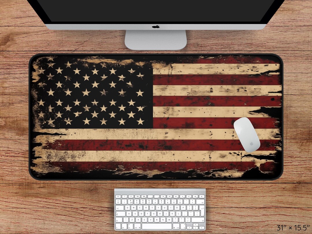 Worn USA Flag Desk Mat, American Flag Desk Mat, USA Flag Decor, Large ...
