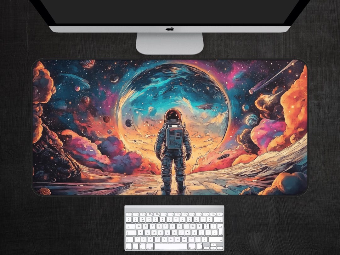 Colorful Astronaut Desk Mat, Space Mouse Pad, Aesthetic Space Desk Mat ...