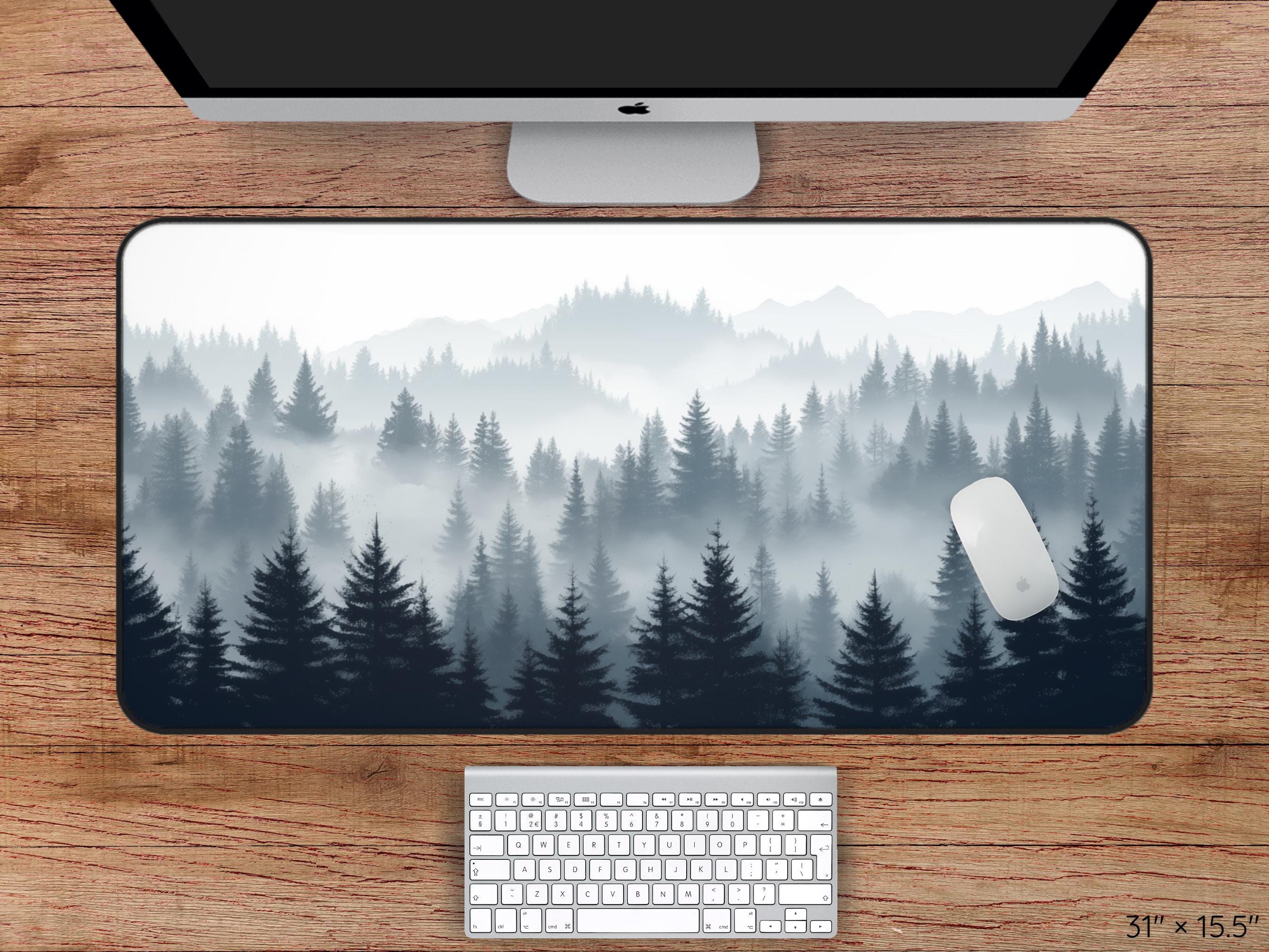 Foggy Forest Desk Mat, Nature Desk Mat, Forest Mouse Pad, Large Gaming ...