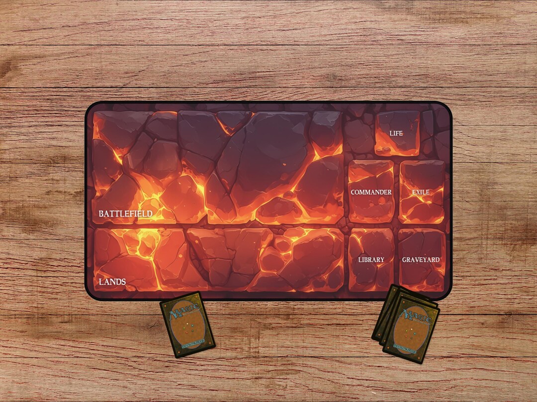 Fire Stone MTG Playmat – Molten Fantasy Playmat With Zones – Magic the ...