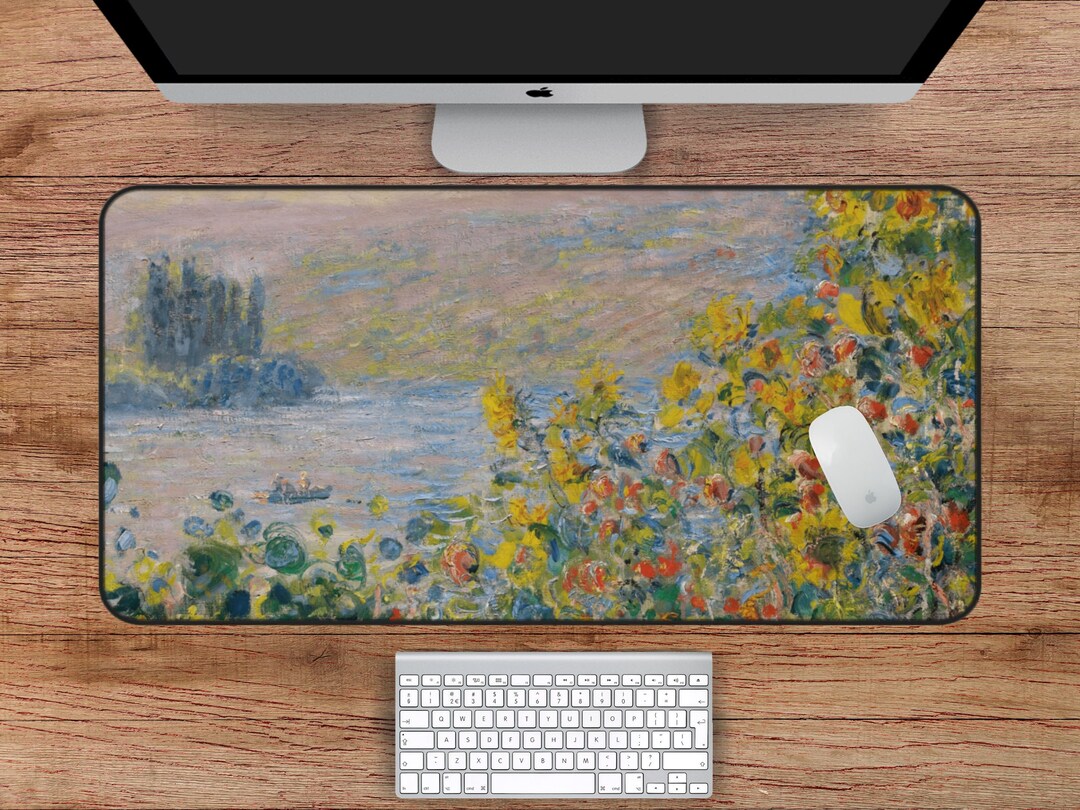 Cloude Monet Desk Mat: Flower Beds at Vétheuil, Monet's Floral Painting ...