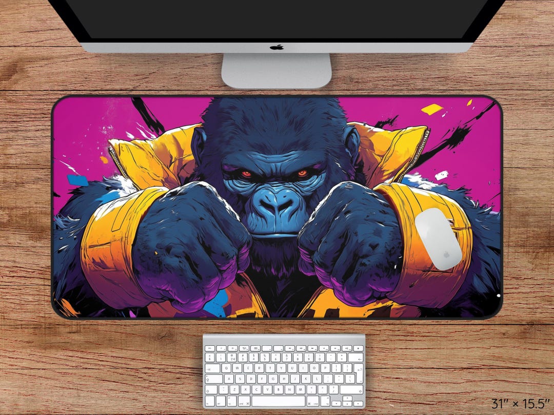 Cool Gorilla Desk Mat, Gaming Desk Mat, Cool Mouse Pad, Gorilla Mouse ...