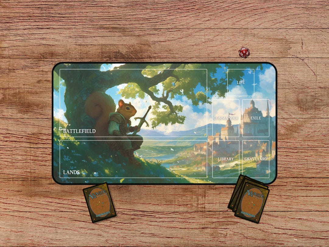 Square Squirrel Fantasy Playmat – MTG Playmat With Zones, Cute Fantasy ...