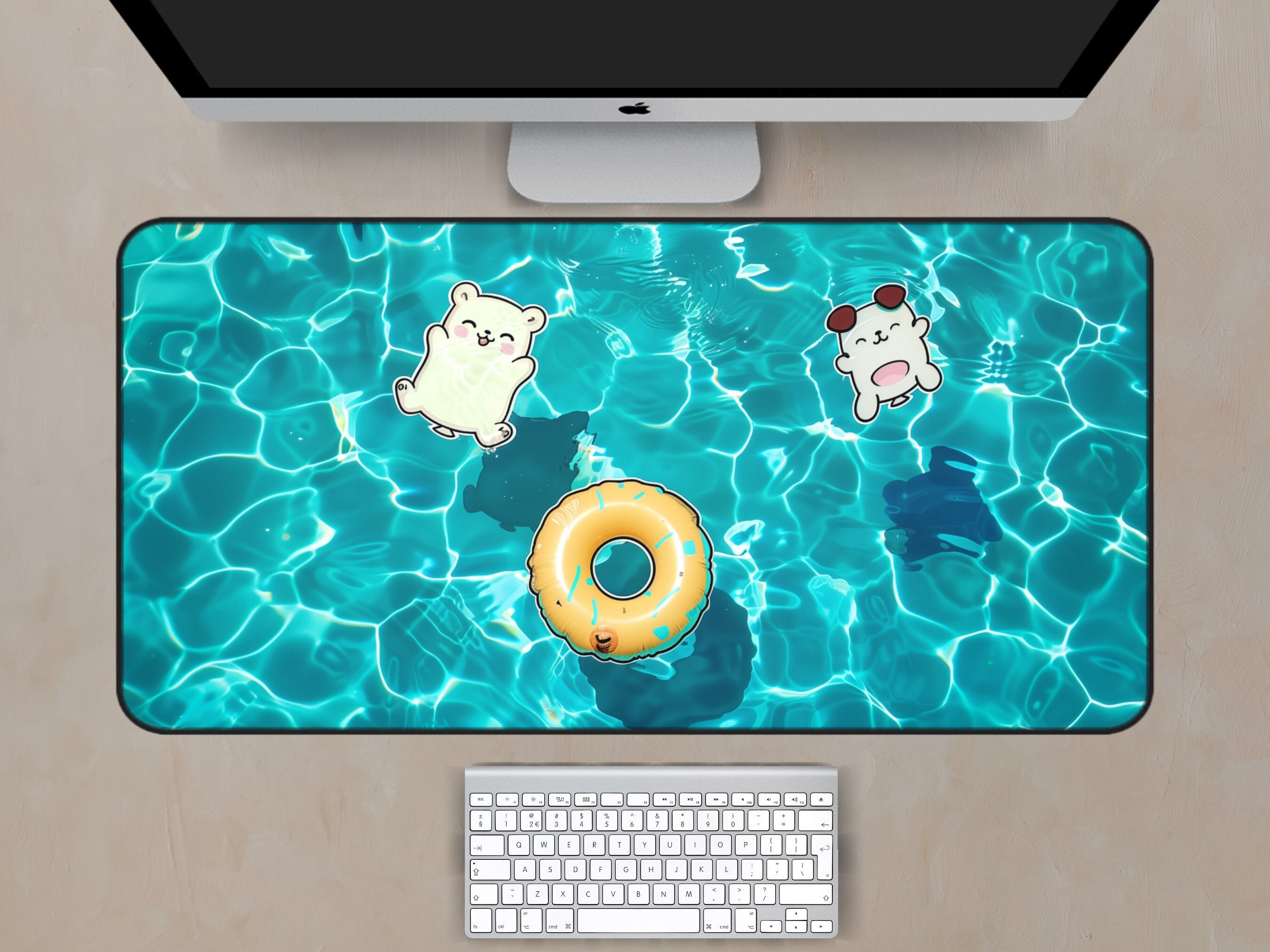 Kawaii Pool Desk Mat, Pool Cartoon Desk Mat, Cute Anime Desk Mat, Cute ...