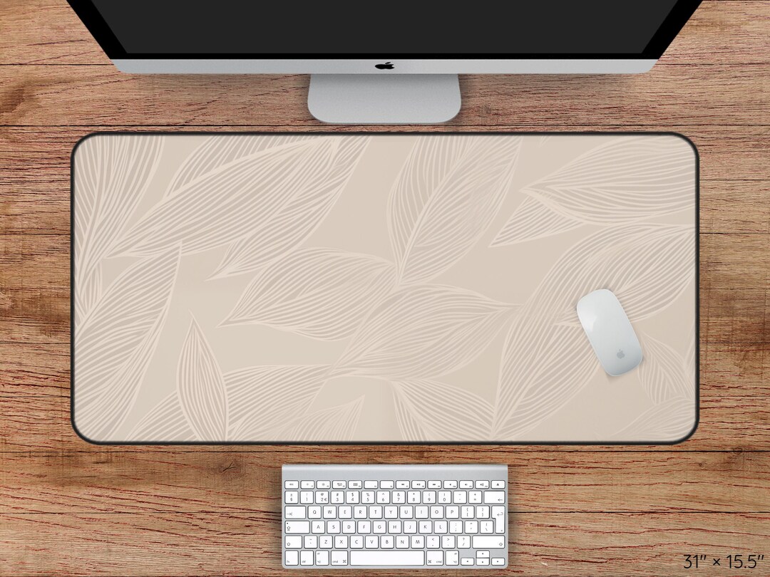 Boho Beige Desk Mat, Nature Inspired Office Decor, Abstract Mousepad ...