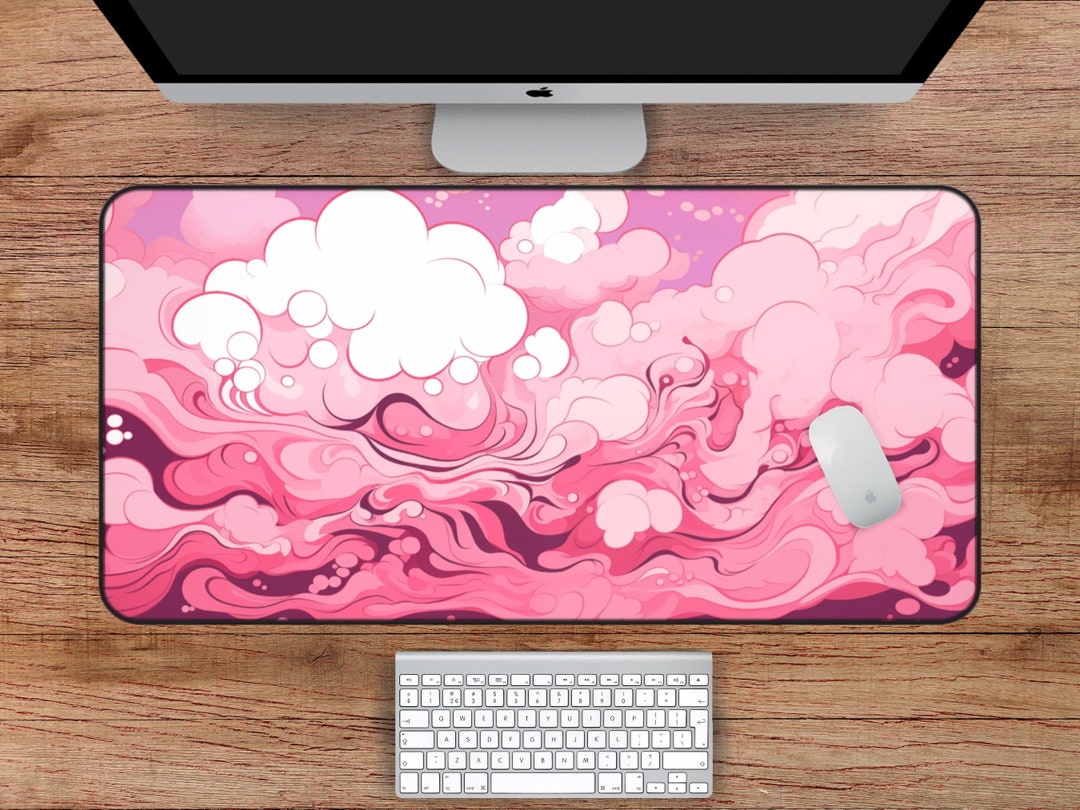 Pink Cloud Dream - Cute Anime Desk Mat for a Kawaii Workspace, Abstract ...