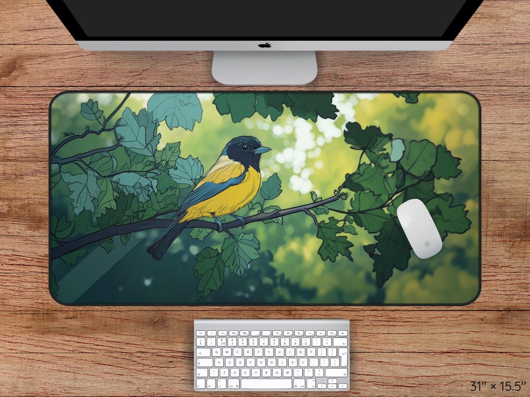 Lofi Bird Desk Mat, Cozy Bird Desk Mat, Anime Bird Desk Mat, Lofi Bird ...