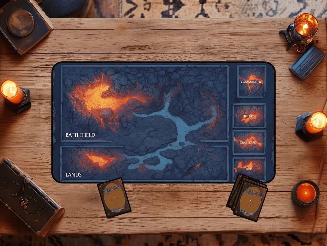 Lava Dungeon Playmat With Zones, MTG Playmat, MTG Platmat With Zones ...