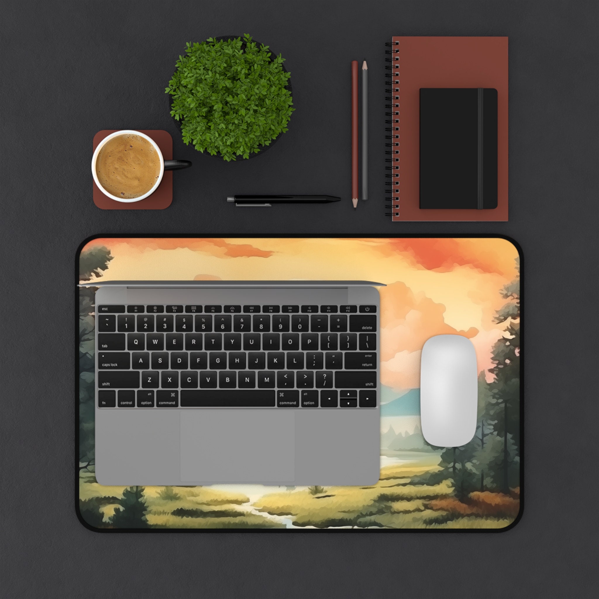 Nature Landscape Desk Mat Watercolor Landscape Desk Mat - Etsy