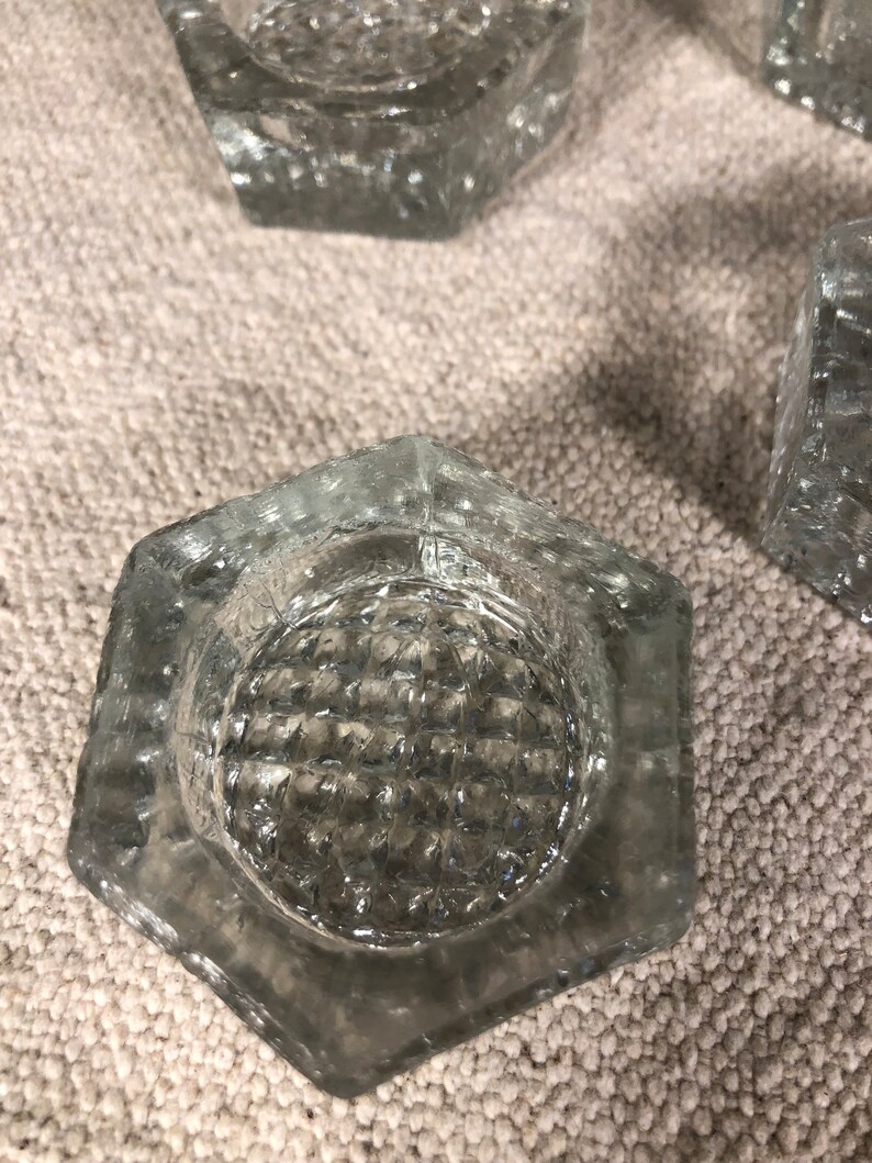 Set of 6 Antique Victorian EAPG Pressed Glass Open Salt Cellars Pyramid ...