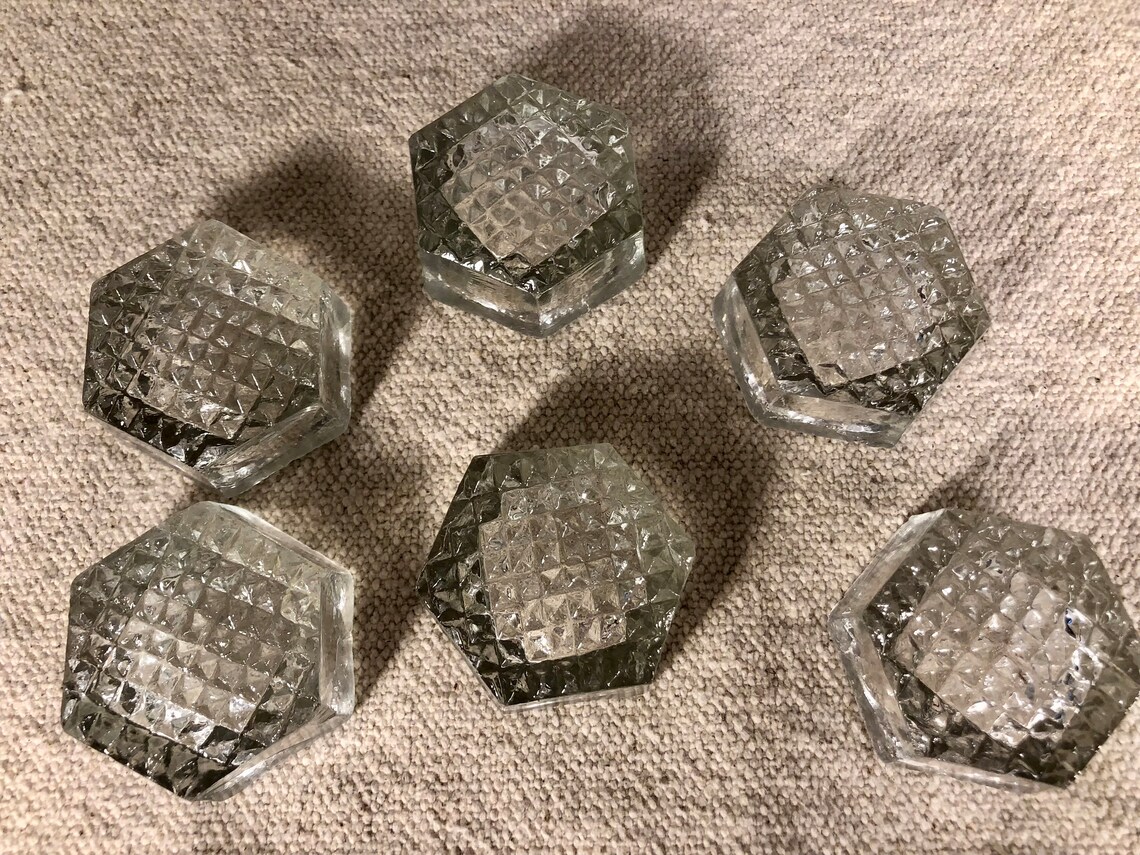 Set of 6 Antique Victorian EAPG Pressed Glass Open Salt Cellars Pyramid ...