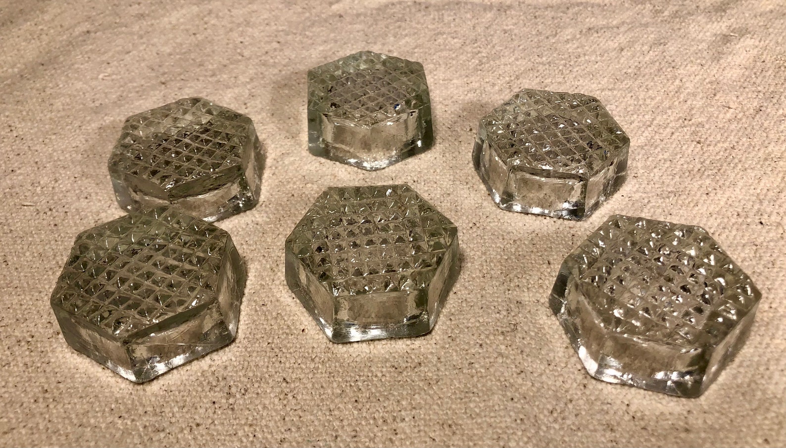 Set of 6 Antique Victorian EAPG Pressed Glass Open Salt Cellars Pyramid ...