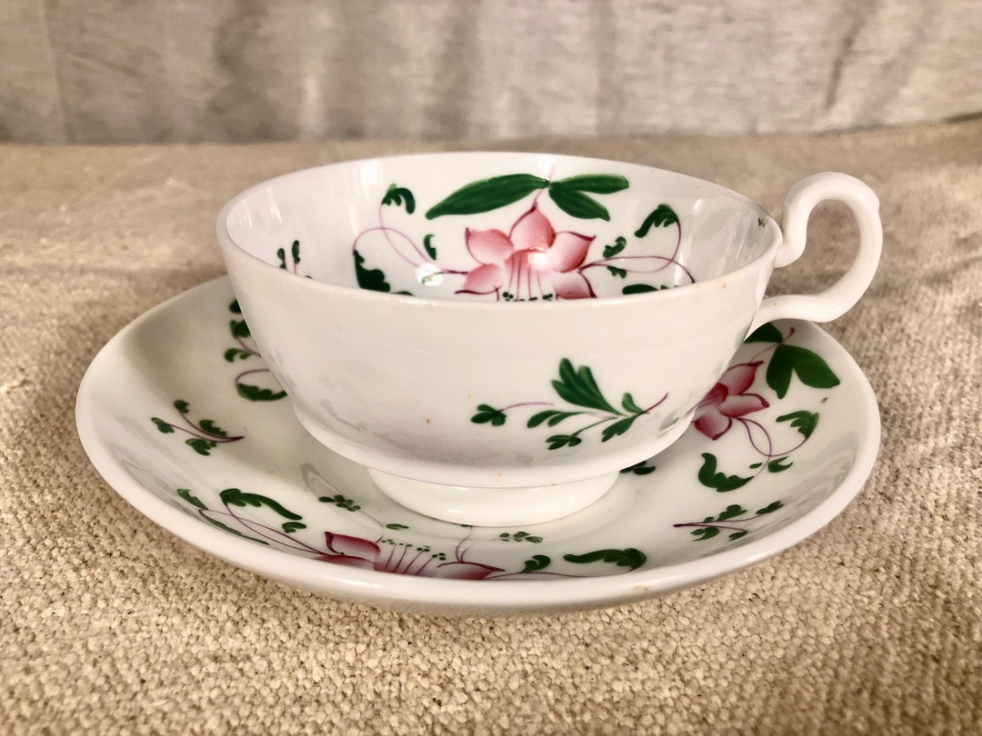 Antique 19th. Century Victorian Tea Cup and Saucer Set, Hand-painted ...