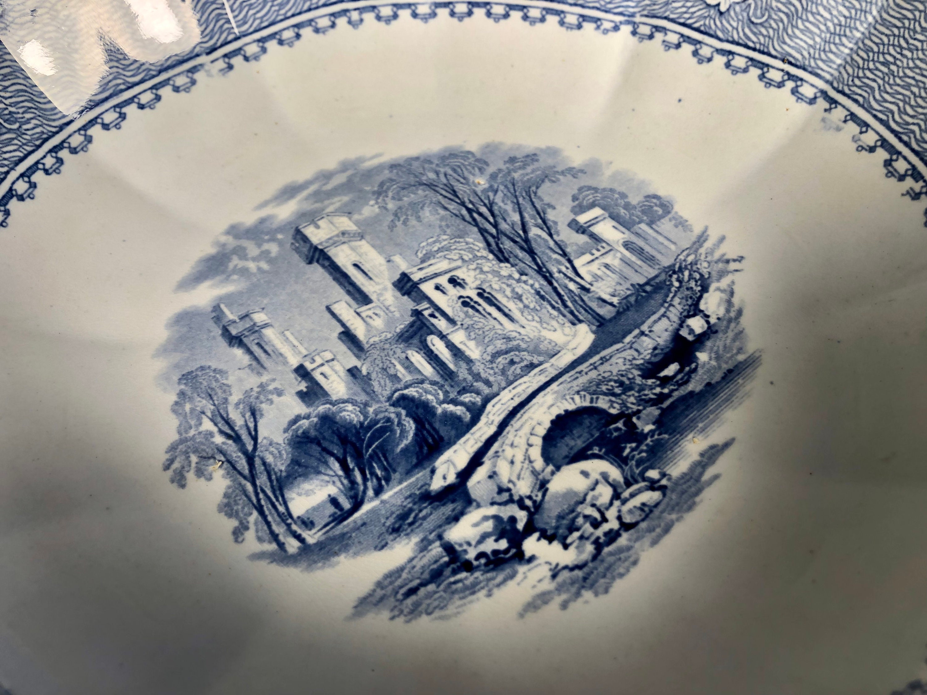 Antique John Alcock Cobridge Blue Priory Staffordshire UK Transferware ...