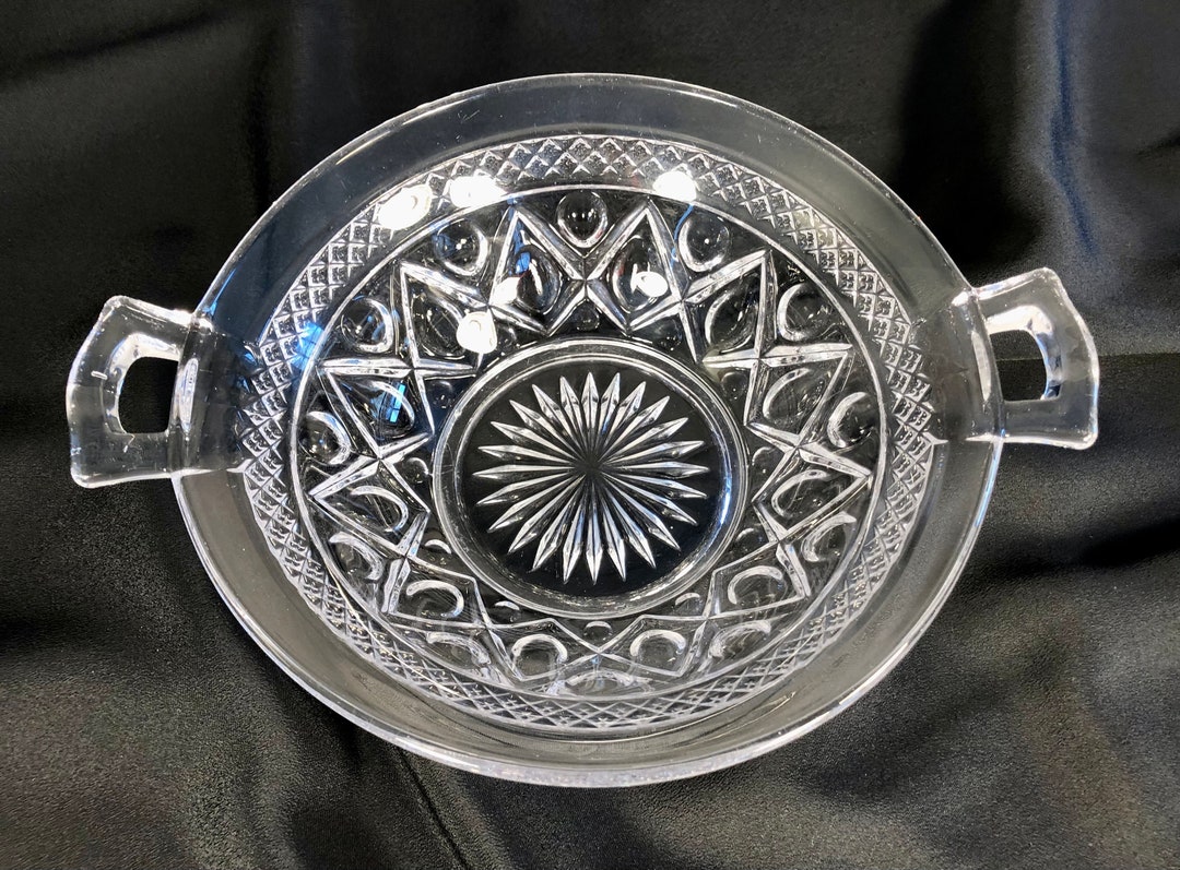 Vintage Imperial Glass Cape Cod Clear Handled Bowl 9 Pattern Pressed ...