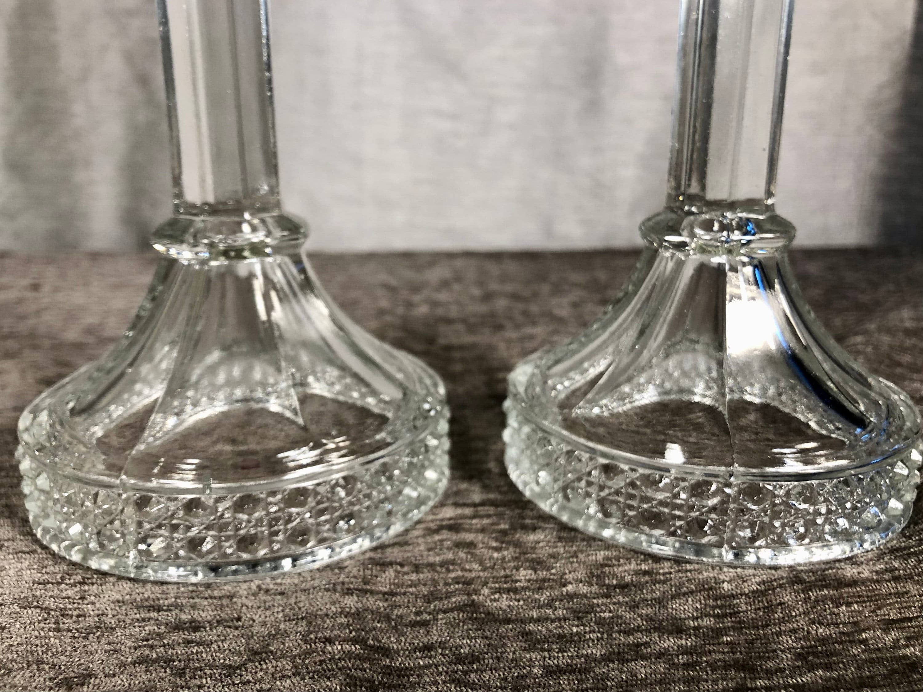 Vintage Imperial Glass Flute & Cane Amelia 671 Candlesticks Daisy ...