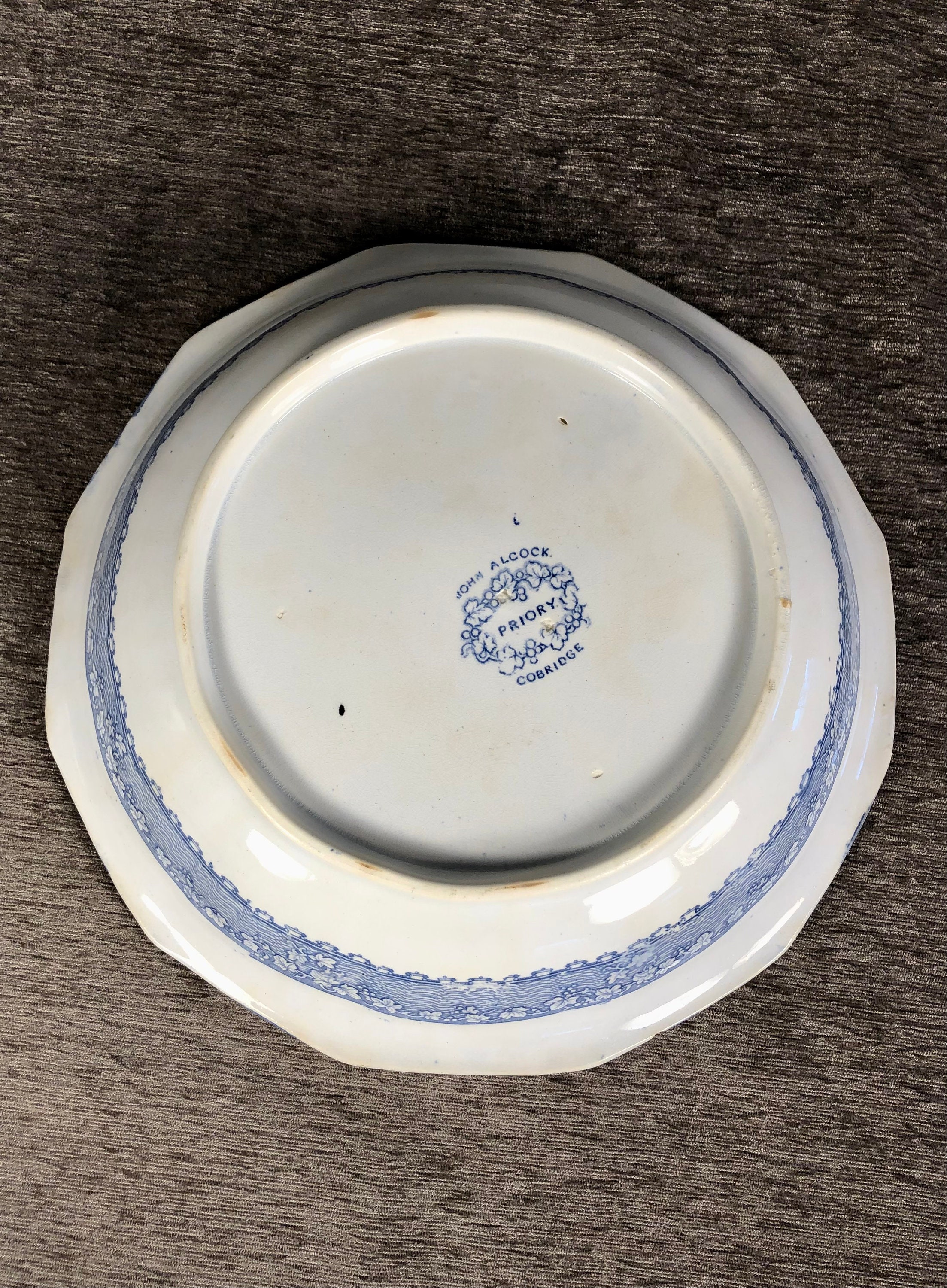 Antique John Alcock Cobridge Blue Priory Staffordshire UK Transferware ...