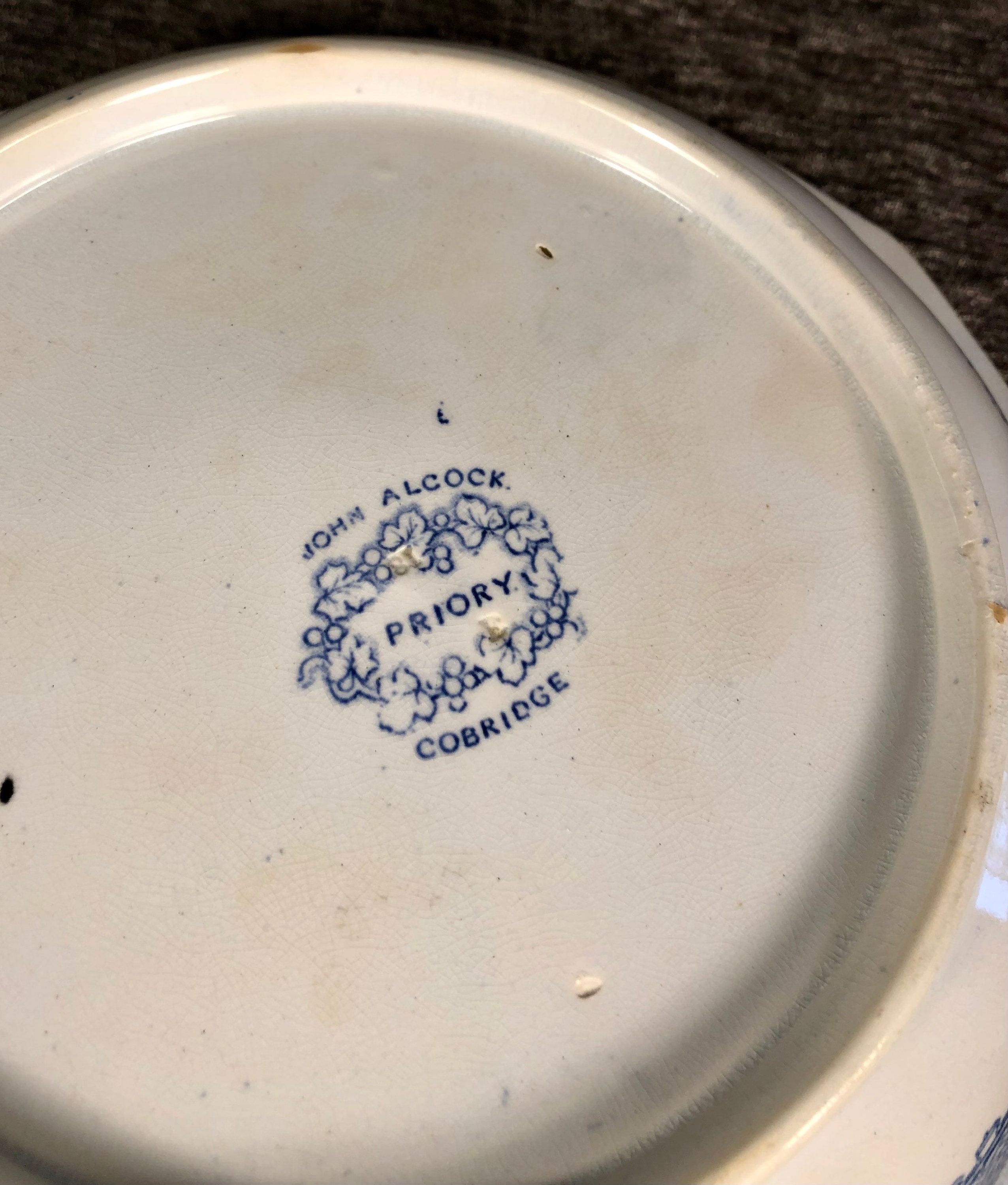 Antique John Alcock Cobridge Blue Priory Staffordshire UK Transferware ...