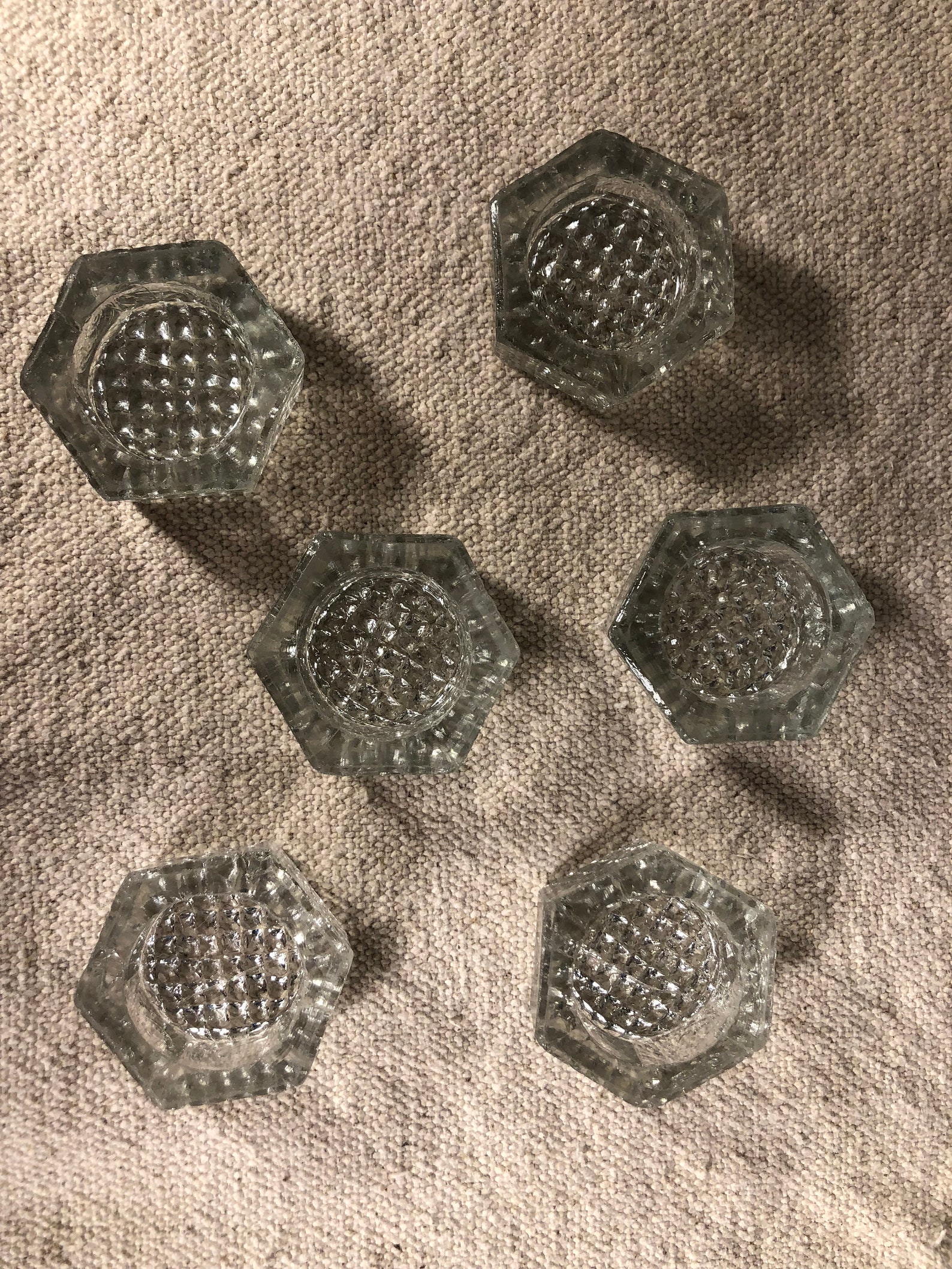 Set of 6 Antique Victorian EAPG Pressed Glass Open Salt Cellars Pyramid ...