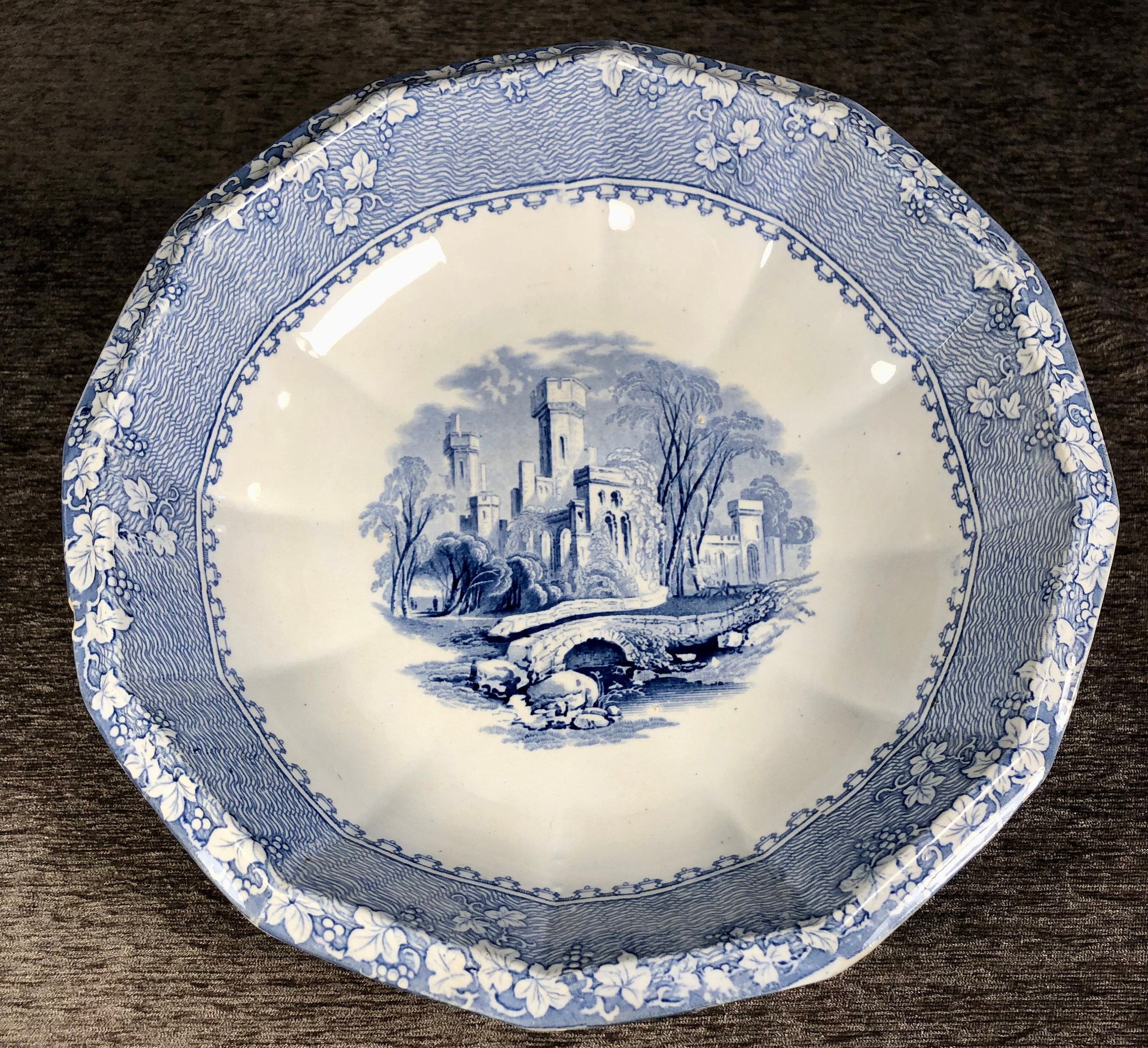 Antique John Alcock Cobridge Blue Priory Staffordshire UK Transferware ...