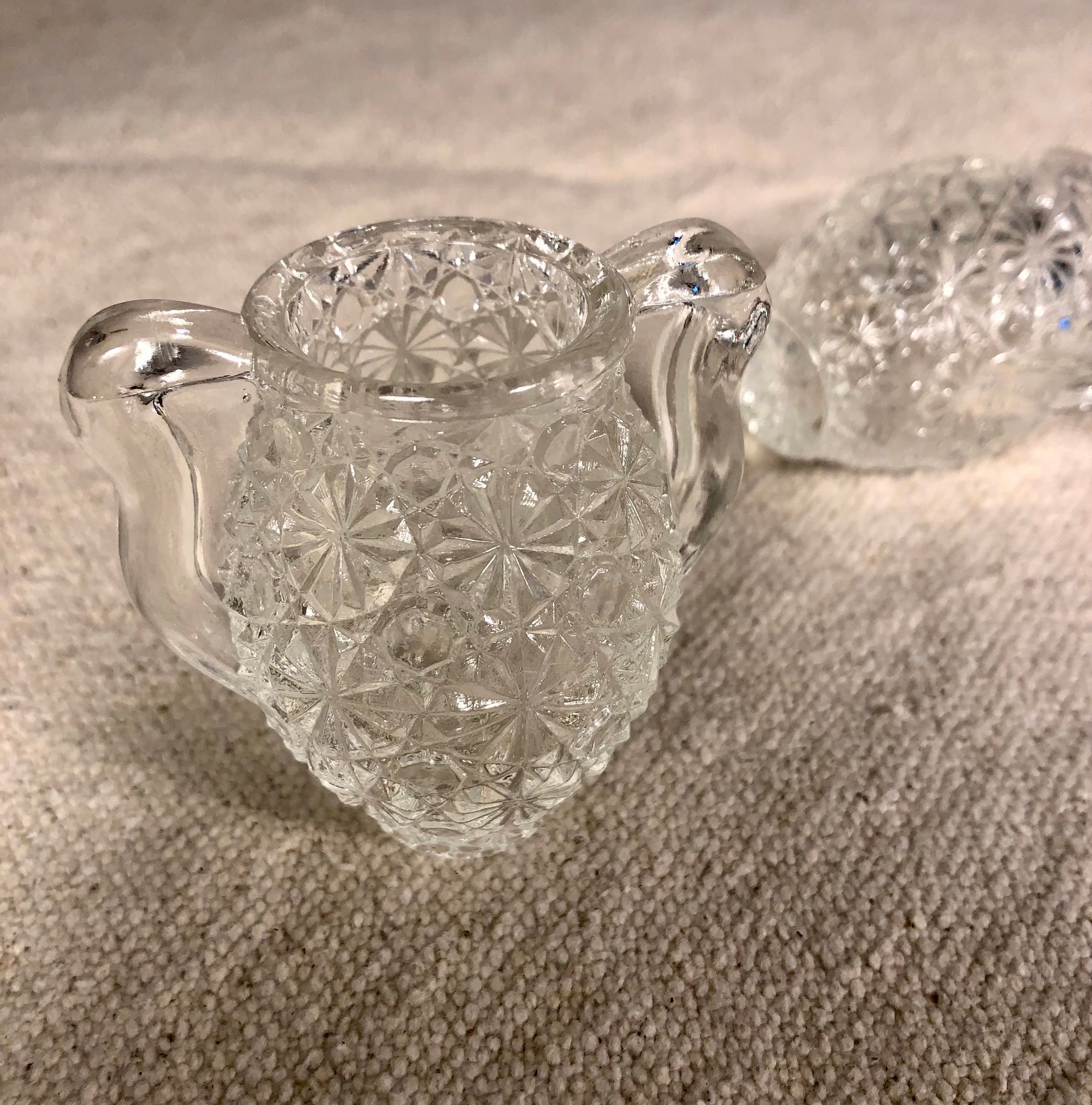 Pair Victorian EAPG Pressed Glass Small Urns/toothpick Holders Daisy ...