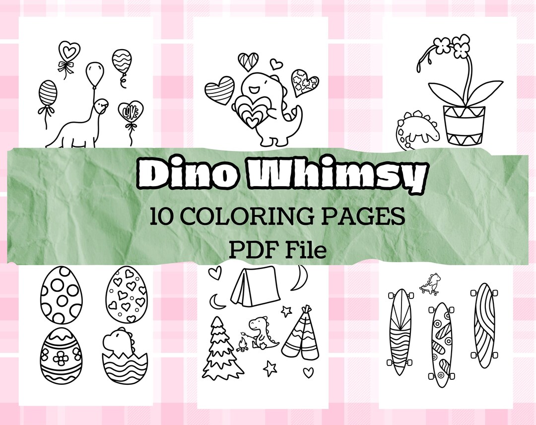 Kawaii Dinosaur Coloring Pages, Digital Download, Stress Relief ...