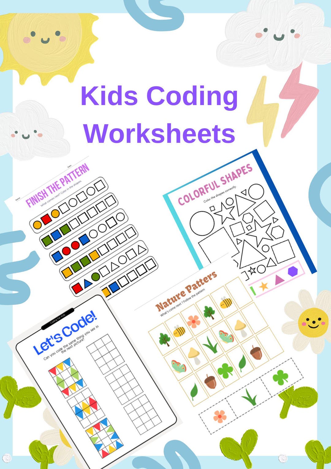 Preschool Coding Pattern Worksheets for Kids - Etsy