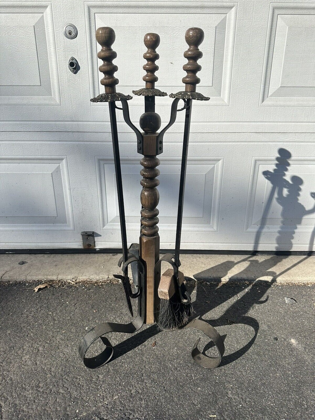 Vintage Fireplace Tool Set With Ornate Handles 4-piece Set Including ...