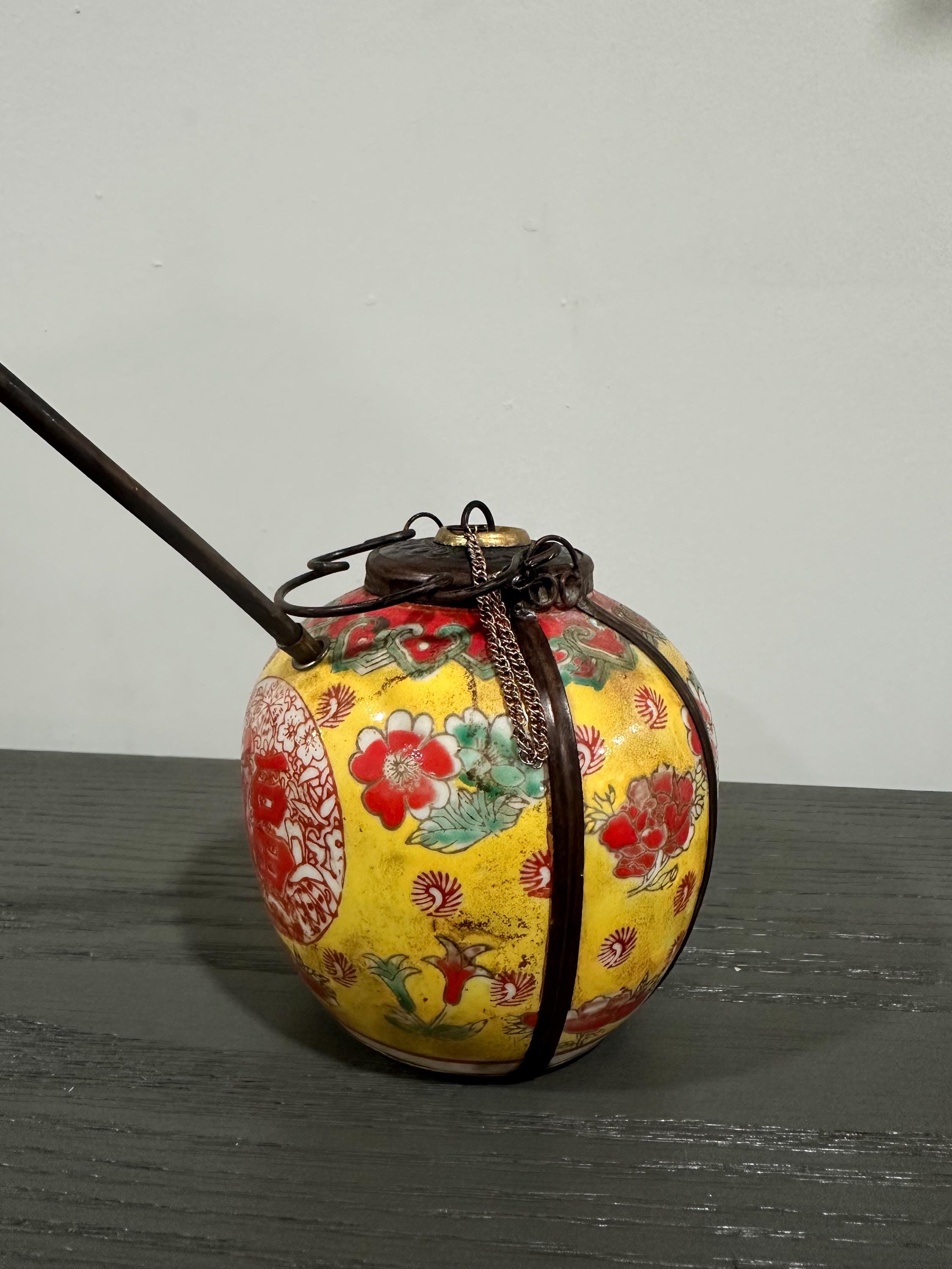 Vintage Chinese Porcelain Pipe/ Teapot With Hand-painted Floral Design ...