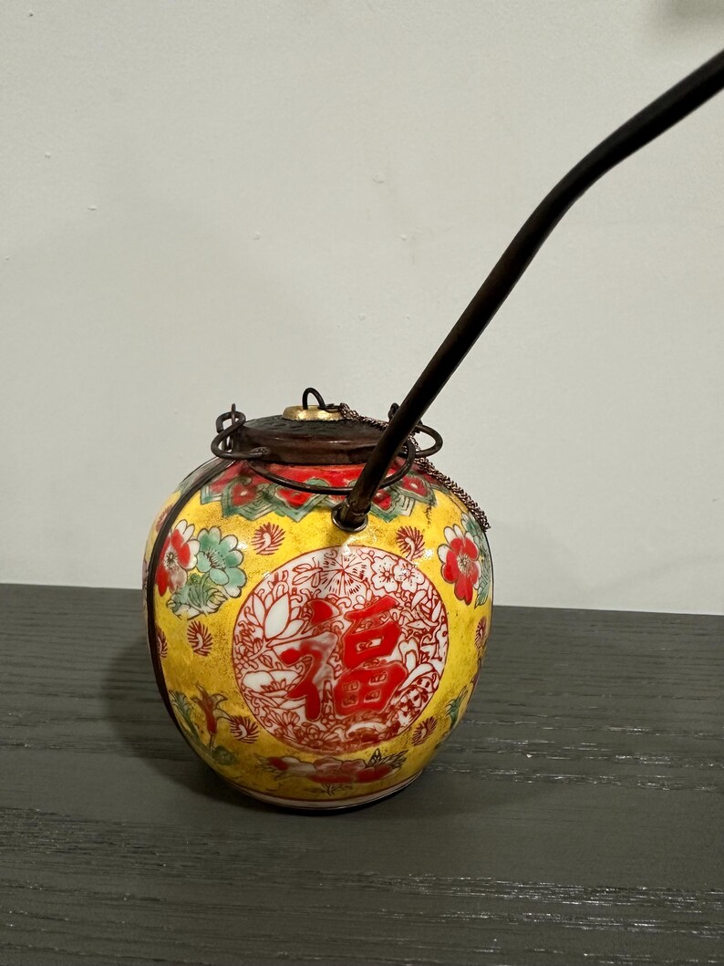 Vintage Chinese Porcelain Pipe/ Teapot With Hand-painted Floral Design ...