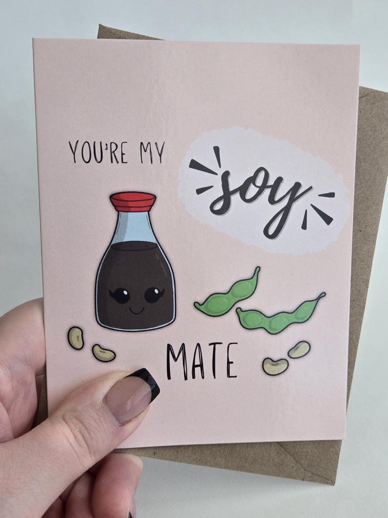 You're My Soy Mate Greeting Card | Punny Cards | Food Puns on Blank ...