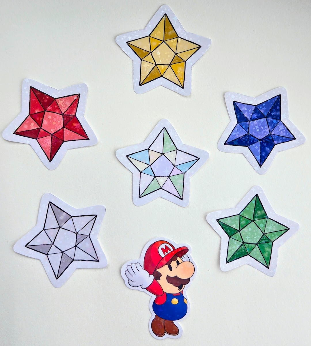 Glittery Paper Mario Crystal Stars Stickers for Laptops, Water Bottles ...