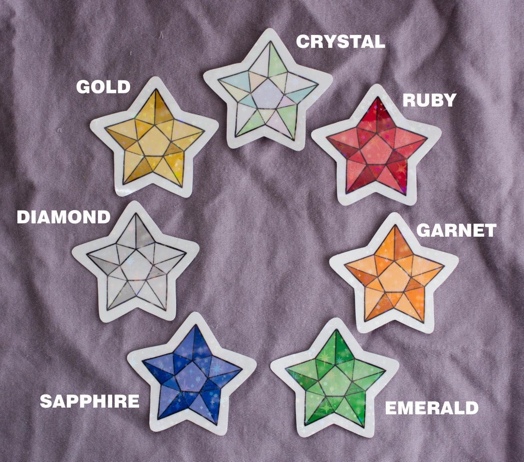 Paper Mario Crystal Stars | Glitter Stickers for Laptops, Water Bottles ...