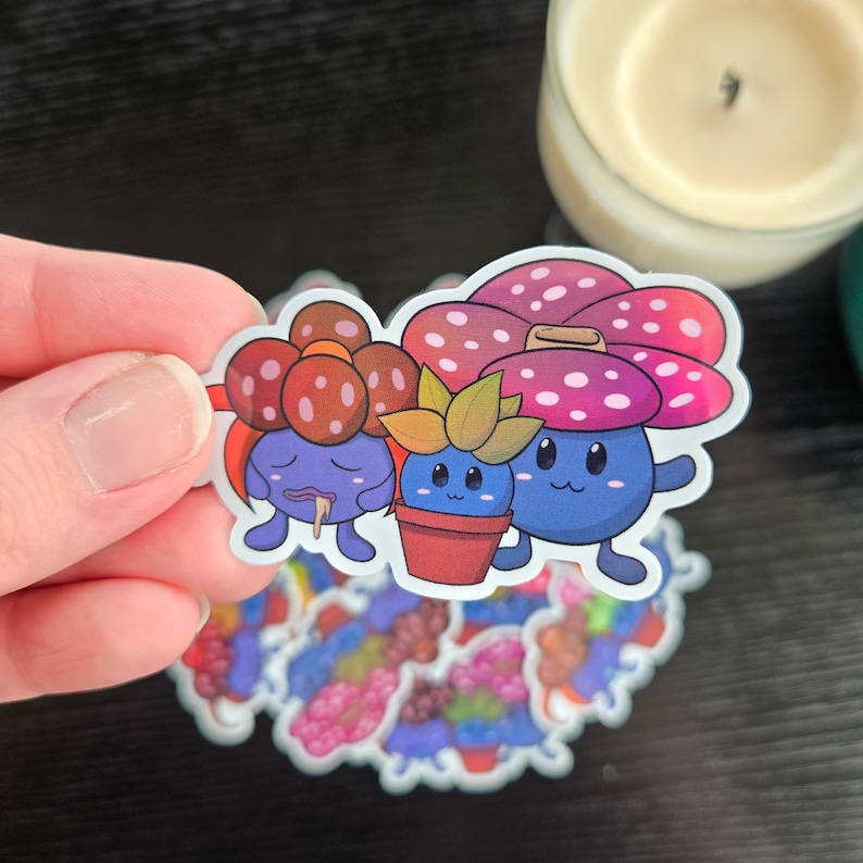 Cute Pokémon Sticker of Oddish, Gloom and Vileplume Holographic Pokémon ...
