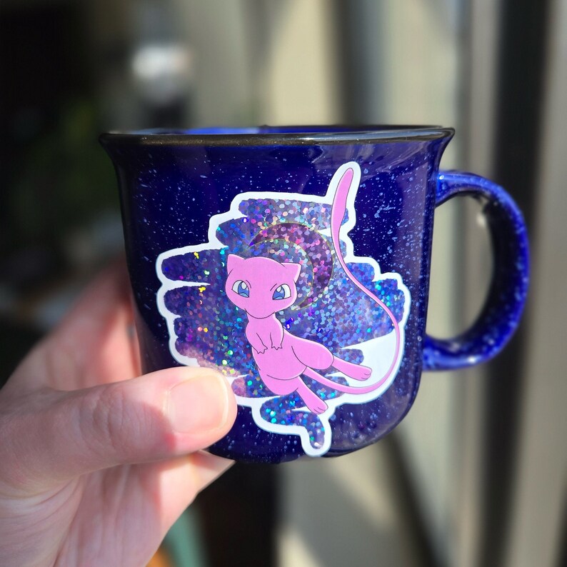 Mew in Space Vinyl Sticker Glitter Pokemon Stickers for Laptops, Water ...