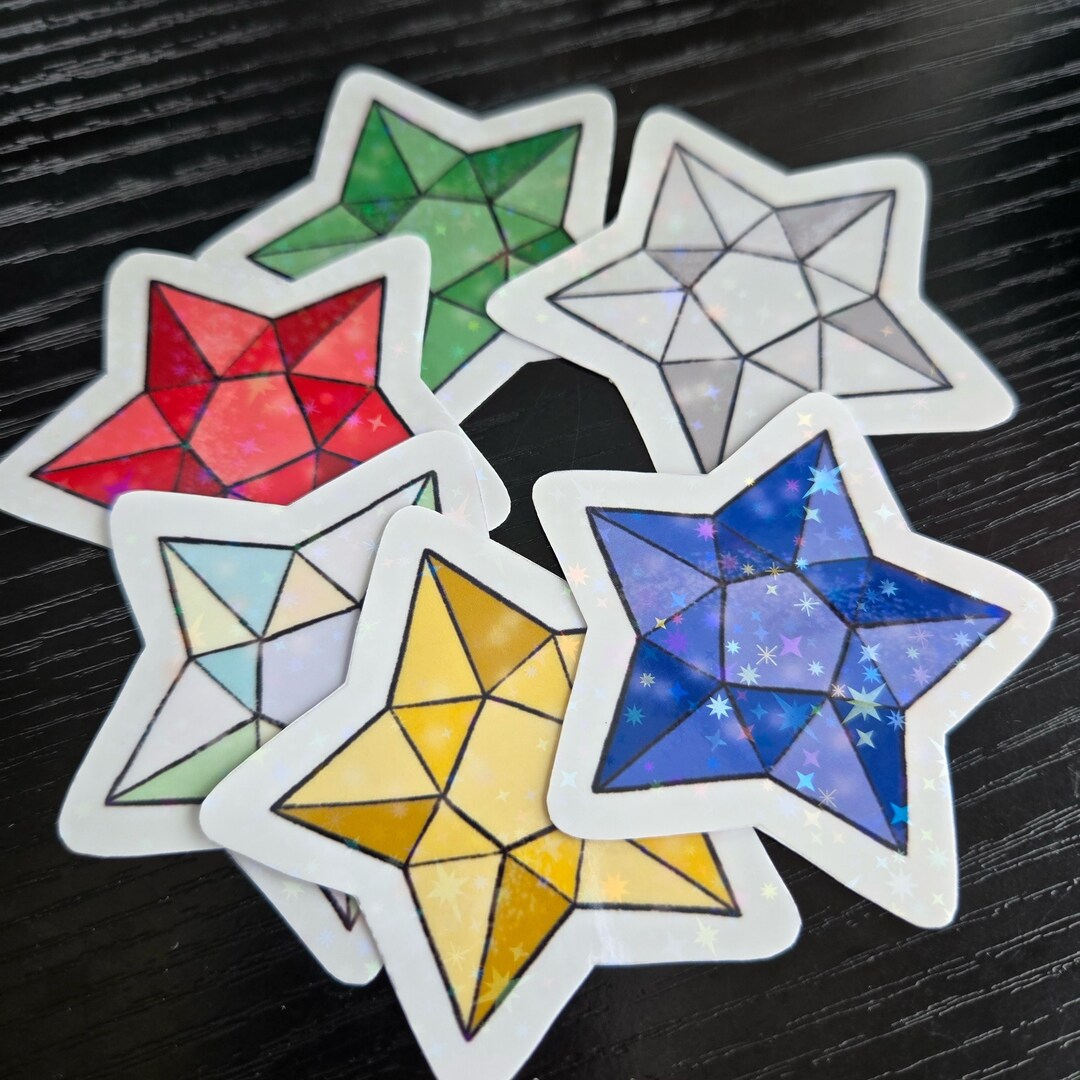 Paper Mario Crystal Stars Glitter Stickers for Laptops, Water Bottles ...