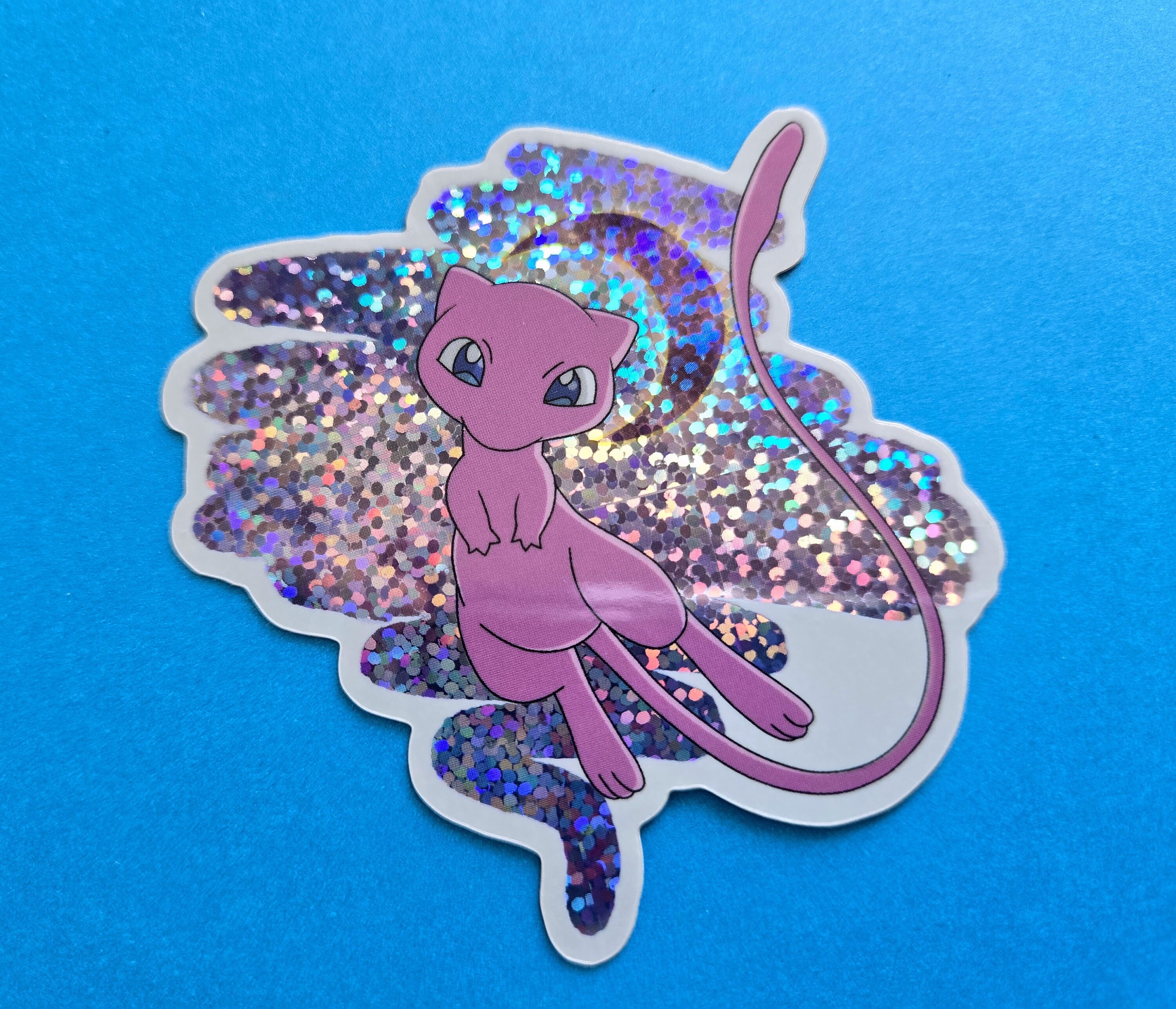 Mew in Space Vinyl Sticker Glitter Pokemon Stickers for Laptops, Water ...