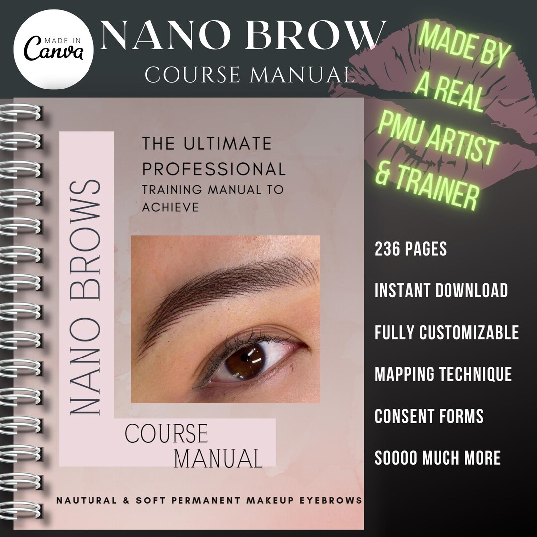 Nano Brow Training Manual: PMU Trainer Edition (236 Pages, Canva ...