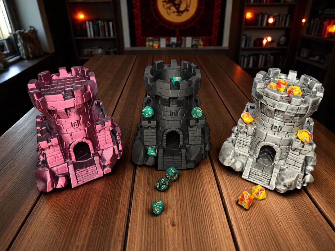 3D Printed Castle Dice Tower: RPG Dice Roller With Spiral Staircase - Etsy